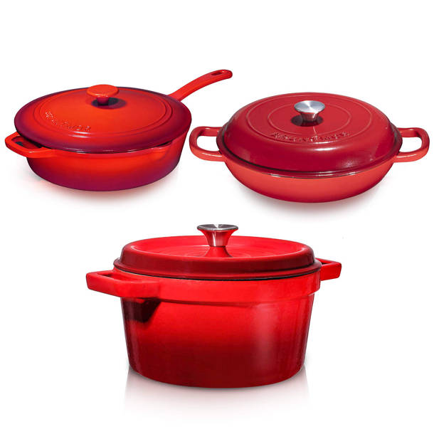 LAVA CAST IRON 0.37 Quarts Non-Stick Enameled Cast Iron Round Dutch ...