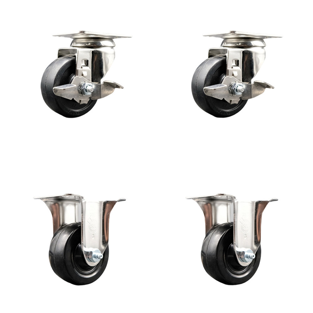 Service Caster 4 Piece Hard Rubber Caster Set | Wayfair