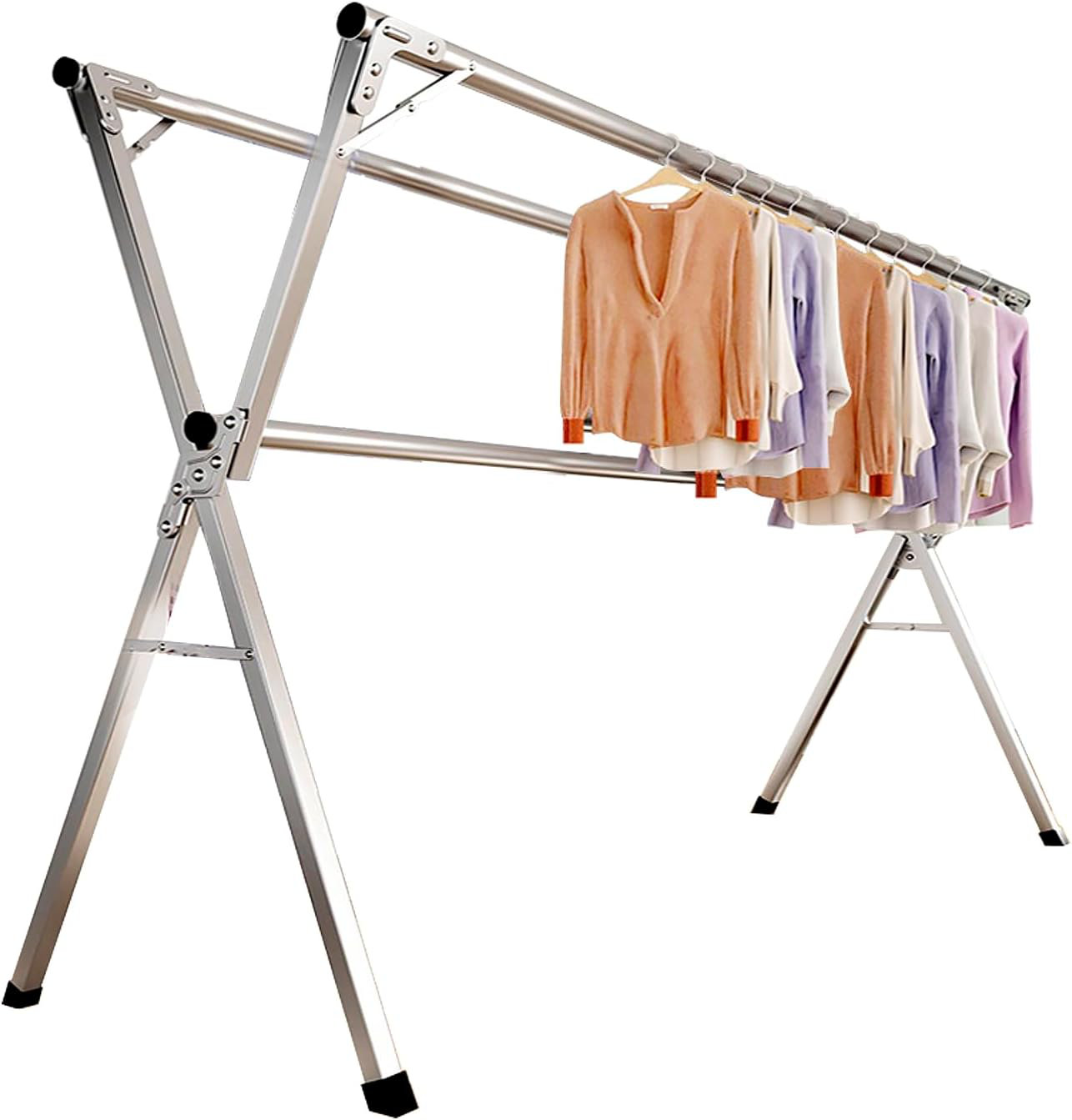 Orren Ellis Clothes Drying Rack for Laundry Foldable 79 inch Stainless ...