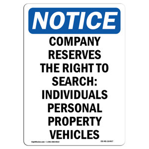 SignMission Reserves the Right to Search Individuals Sign | Wayfair