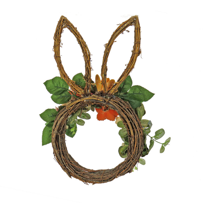 The Holiday Aisle® 17" Floral Bunny Ears Wreath | Wayfair