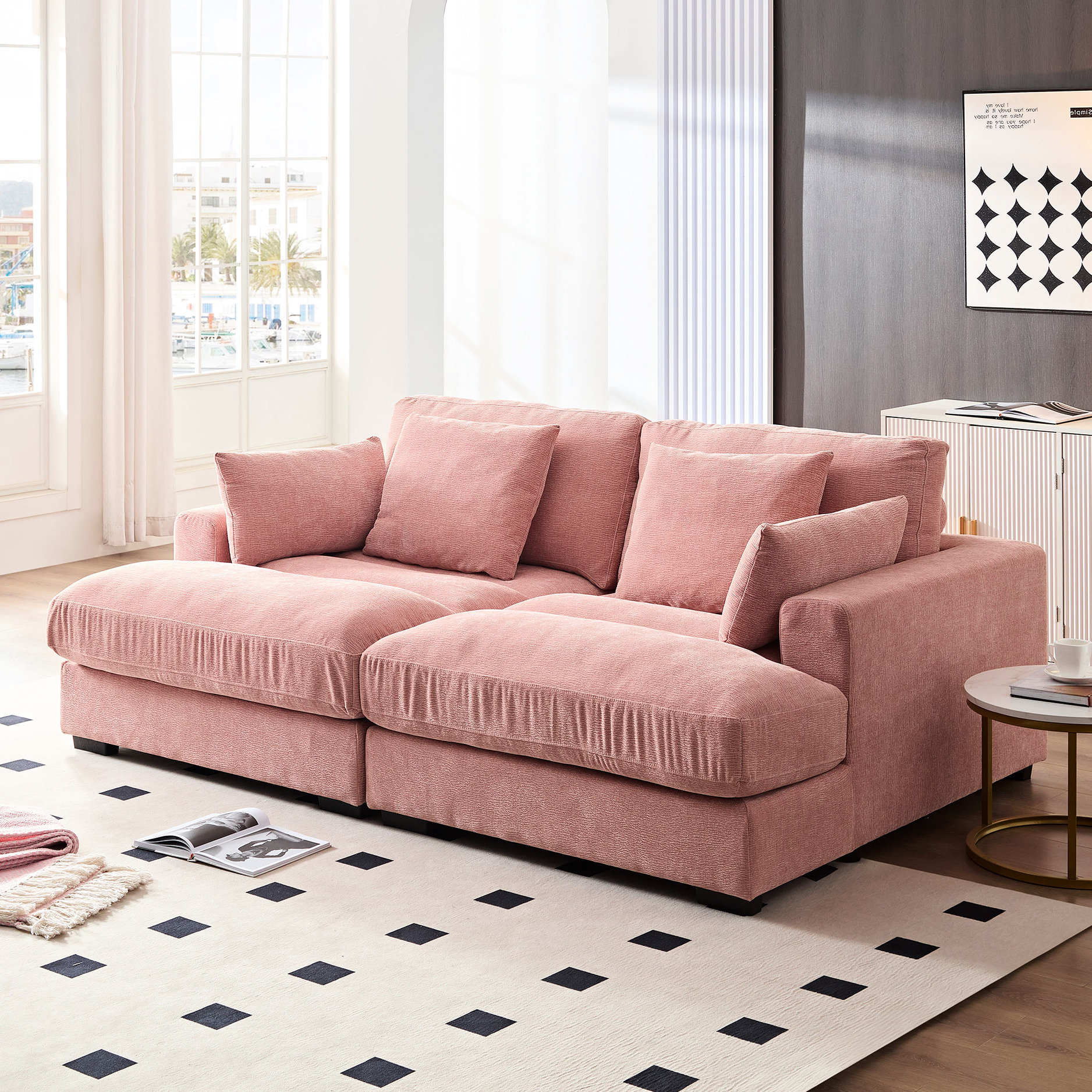 Everly Quinn Double Sleeper , Pink Fluffy Upholstery, Simple Assembly ...