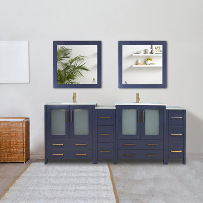 Wade Logan® Karson 72'' Double Bathroom Vanity with Ceramic Top with ...