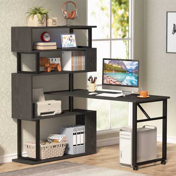 17 Stories Plovdiv 55" Large Computer Desk L-Shaped Desk with Wireless ...