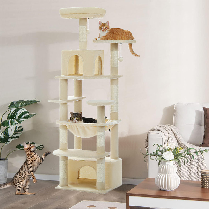 Tucker Murphy Pet™ Modern Cat Tower with Scratching Post, Cat Condos for Indoor Cats,Cat ...