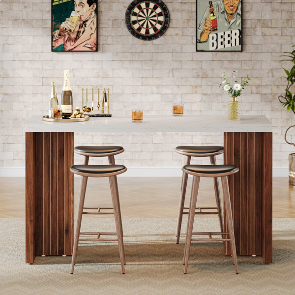 Wrought Studio™ Counter Height Dining Table With Faux Marble Finished ...