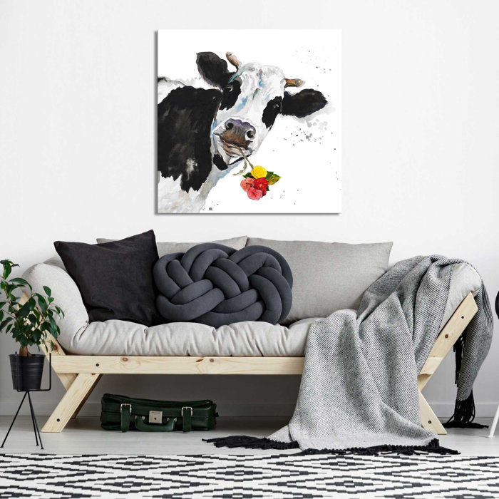 Ebern Designs Crazy Cow On Canvas by Patricia Pinto Print - Wayfair Canada