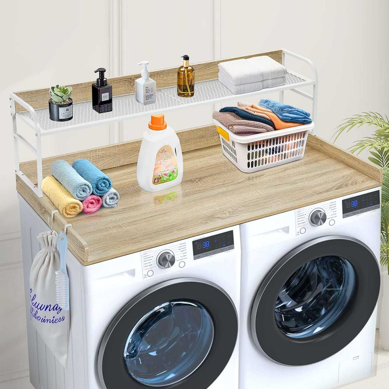CHUANGWENYI Wooden Washer And Dryer Countertop With Anti-Slip Pads ...