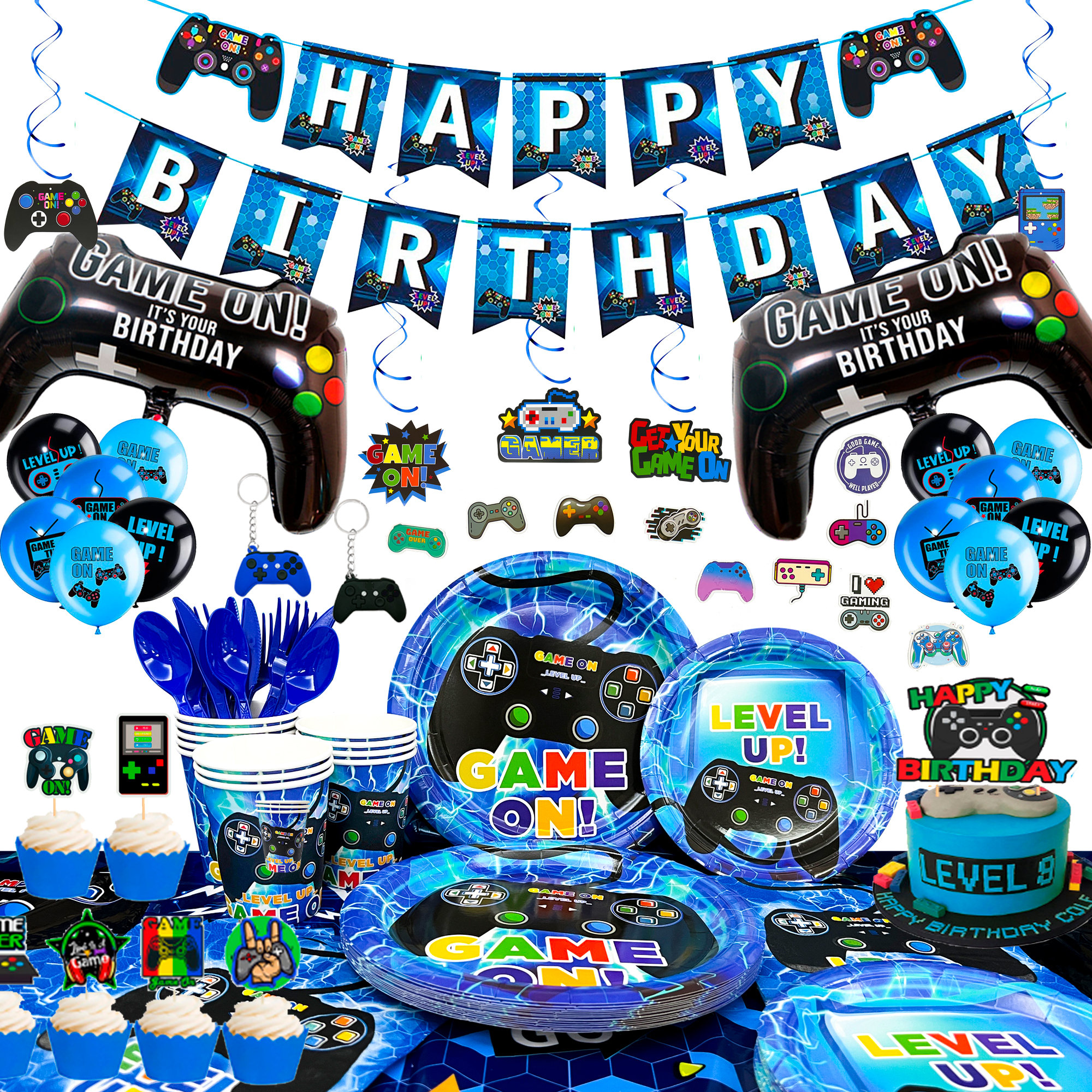 The Party Aisle™ 213pcs Video Gamer Birthday Party Decorations & Video ...