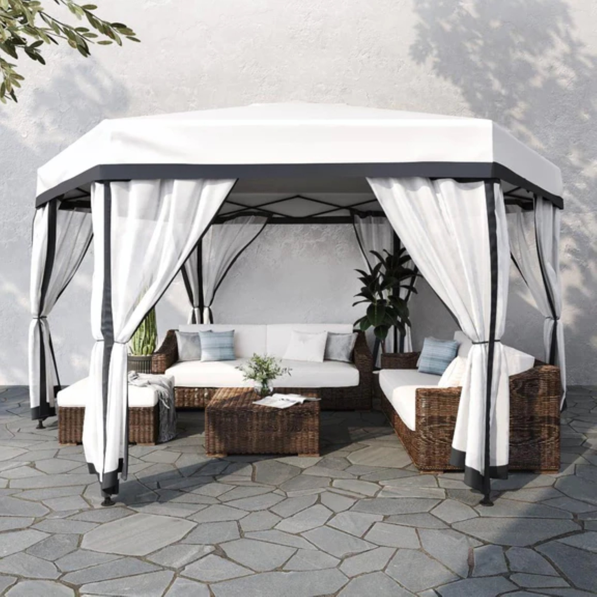 Sunjoy 11x11 ft. Pop Up Gazebo, 2-Tone Portable Canopy/Tent, Outdoor ...