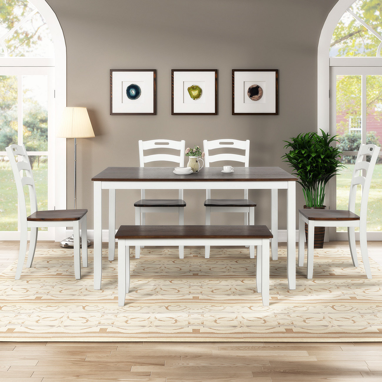 Red Barrel Studio® Dining Set with Bench Dining Table with Bench ...