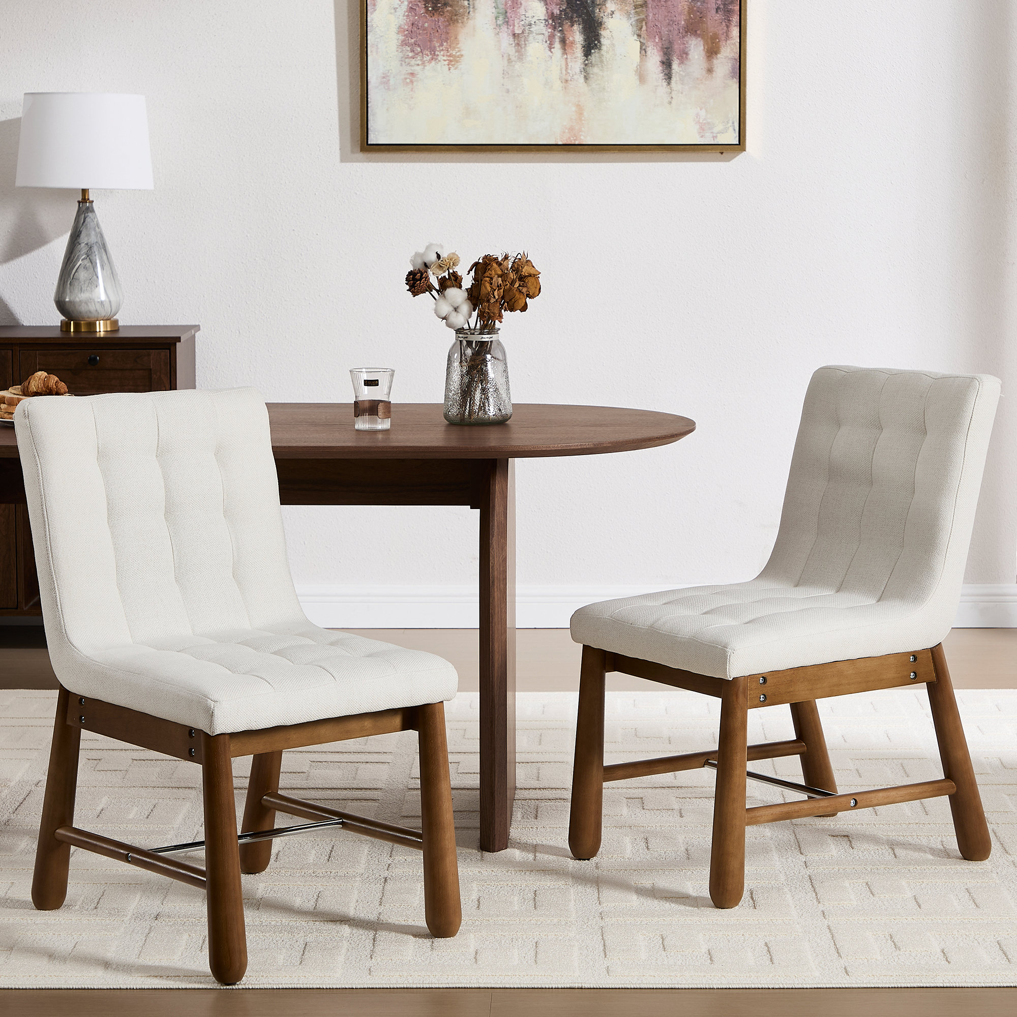 George Oliver Upholstered Dining Chair With Solid Wood Frame, Farmhouse ...