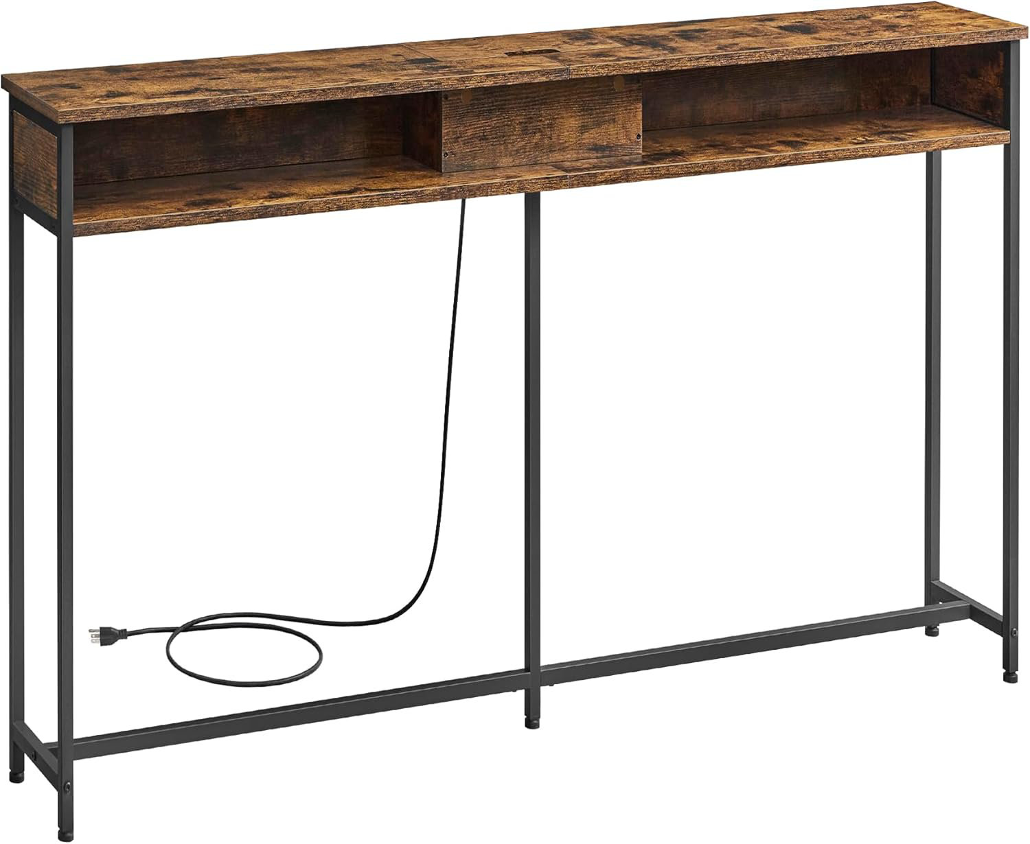 17 Stories Console Table With Outlets, Charging Station & Shelves | Wayfair