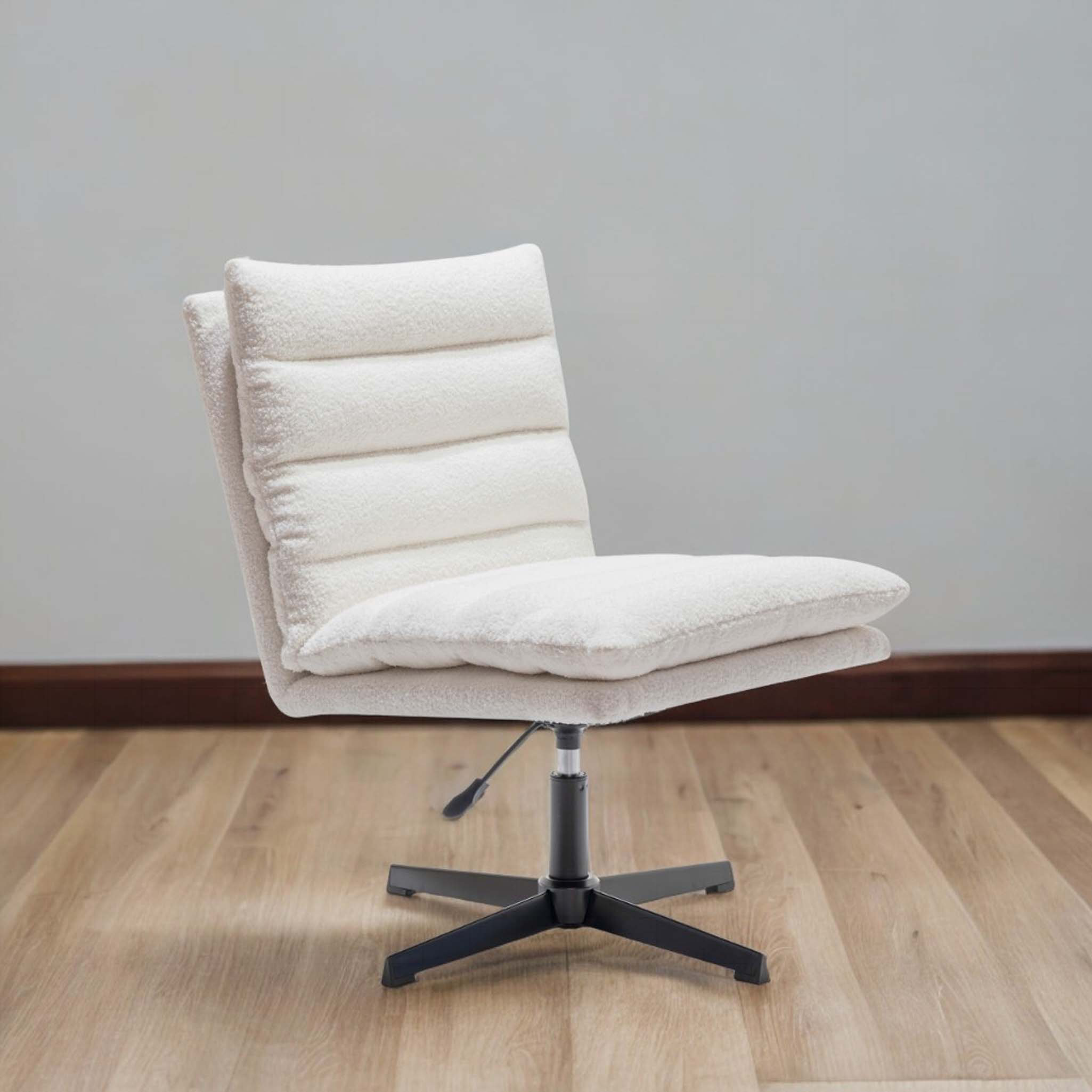 George Oliver Beige Teddy Fabric 360° Swivel Accent Chair, Cross Legged ...