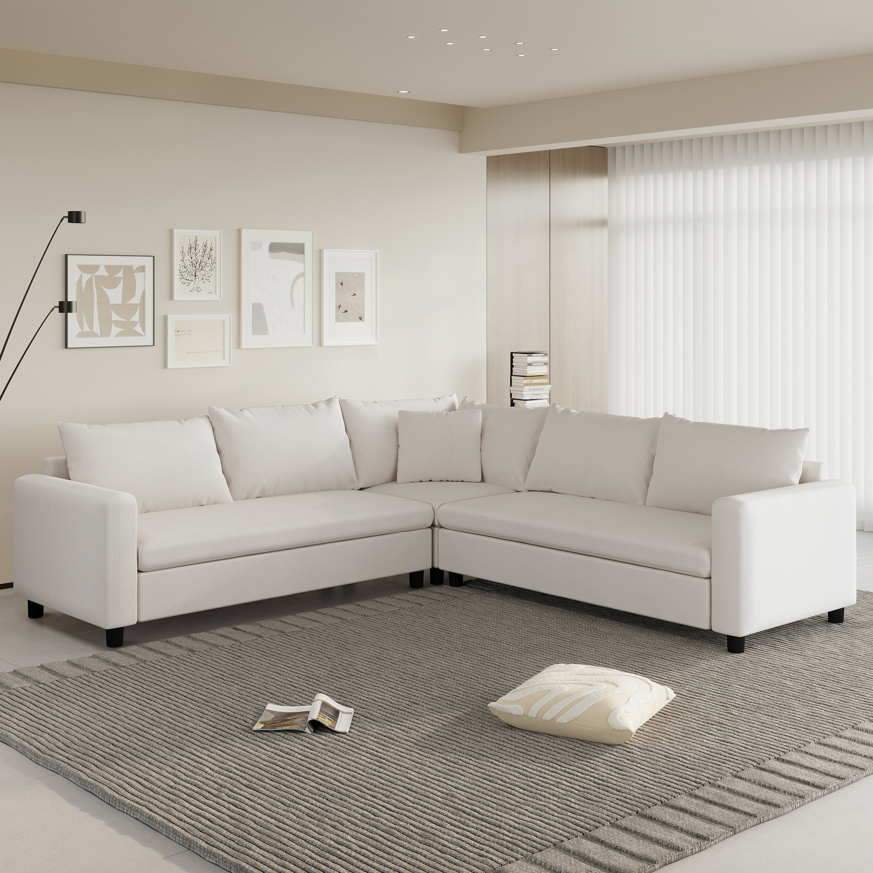 Latitude Run® 92'' L Shaped Modern Modular Sectional Sofa with Wide ...