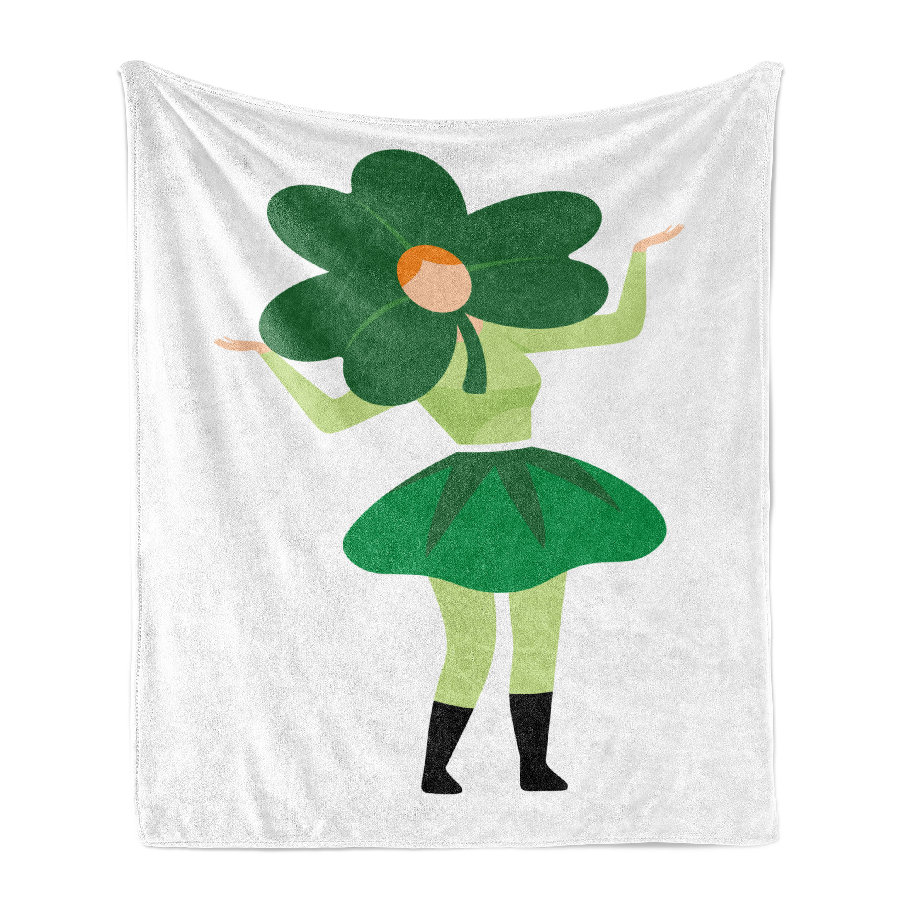 Ambesonne St. Patrick's Day Fleece Throw Blanket Lucky Clover Hat Green ...