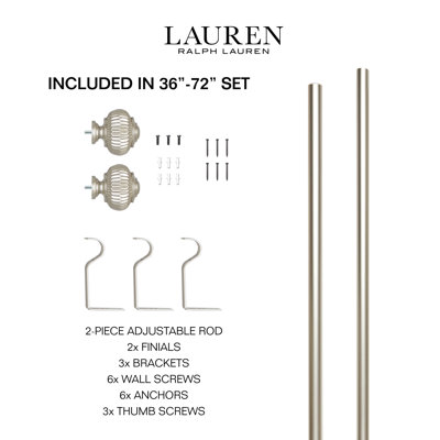 Lauren Ralph Lauren Adjustable Overall Width Single Curtain Rod ...