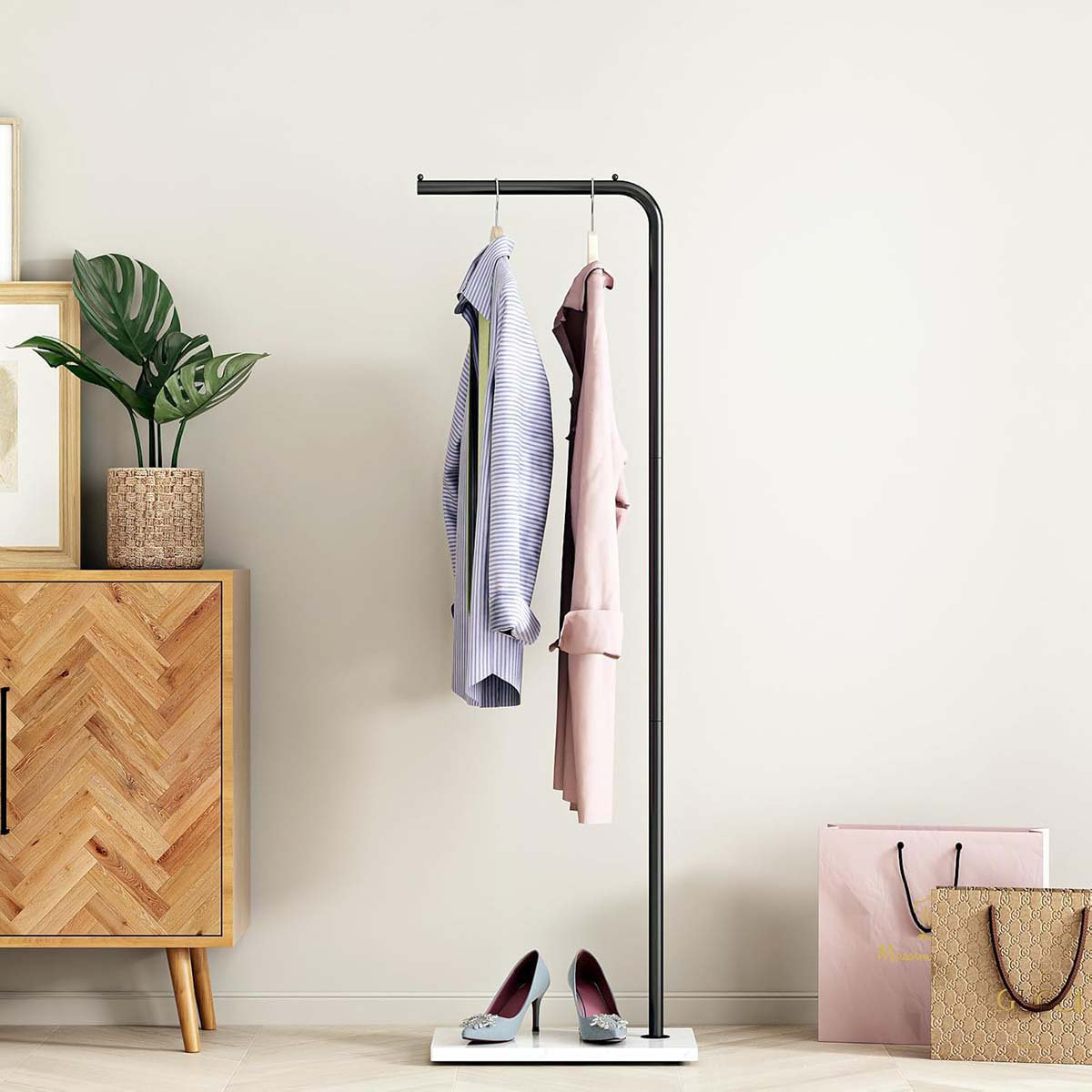 Latitude Run® Black Metal Coat Racks, Standing Coat Rack With Heavy ...