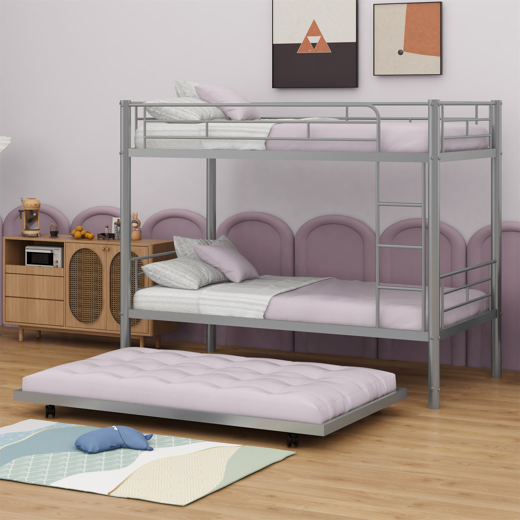 Isabelle & Max™ Bunk Bed With Trundle Bed,Can Be Divided Into Two Beds ...