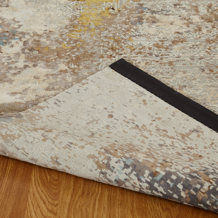 Madison Couture Rugs Abstract Hand-Knotted Silk/Wool Area Rug in Ivory ...
