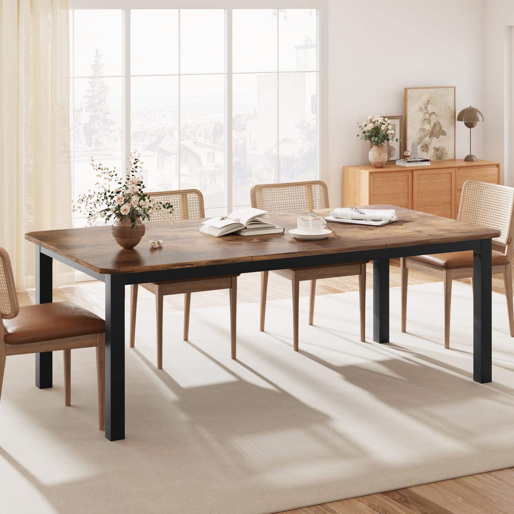 Bay Isle Home™ Industrial Dining Table For 6~8 People, 78.7" Long ...