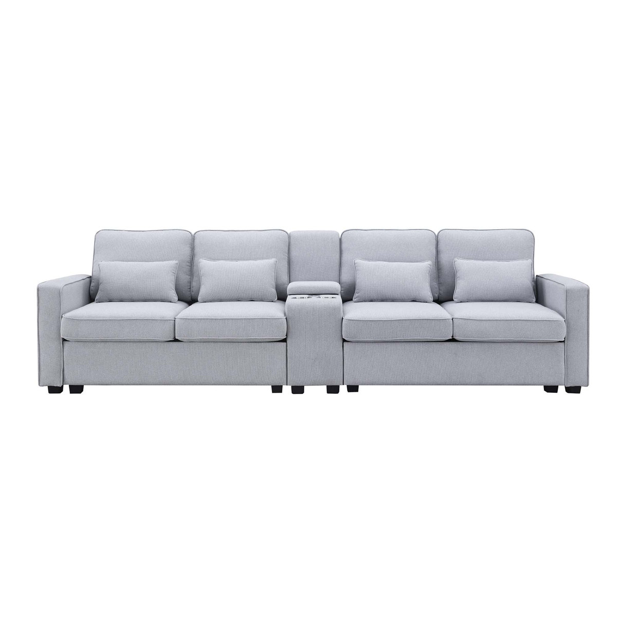 Hokku Designs Delianys 114.2" Upholstered Sofa with Console, 2 ...