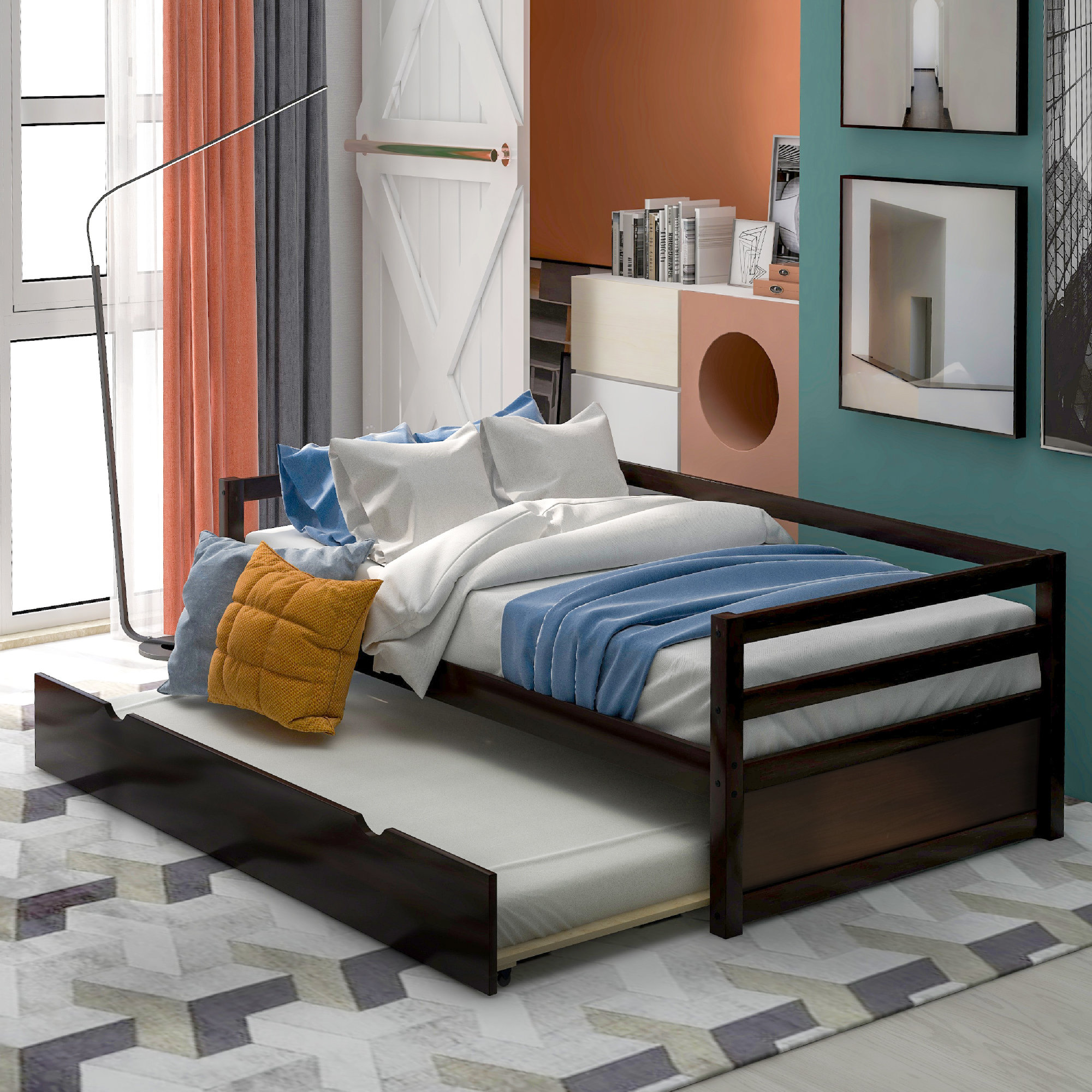 Latitude Run® Emele Twin Solid Wood Daybed with Trundle & Reviews | Wayfair