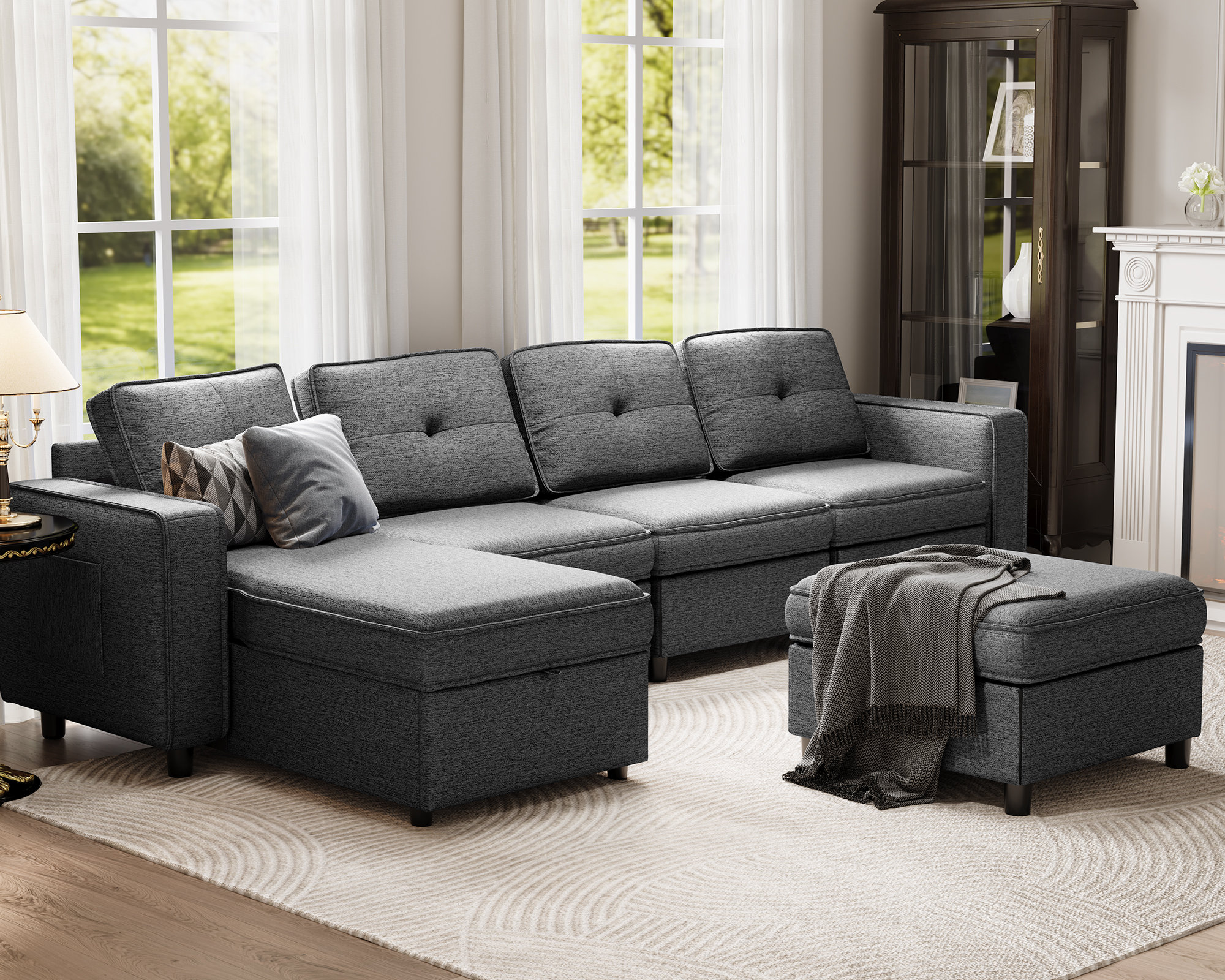 Latitude Run® Modular Sofa with Hidden Storage, Customizable Layout ...