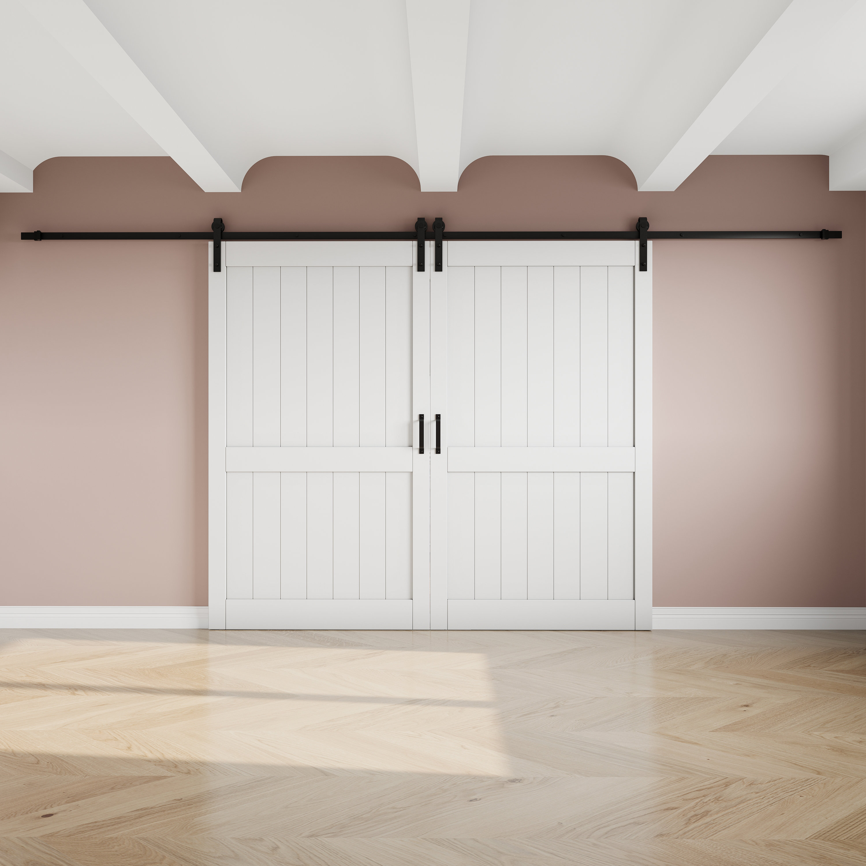 Win Stellar Double Solid Manufactured Wood Primed White Finish Barn ...