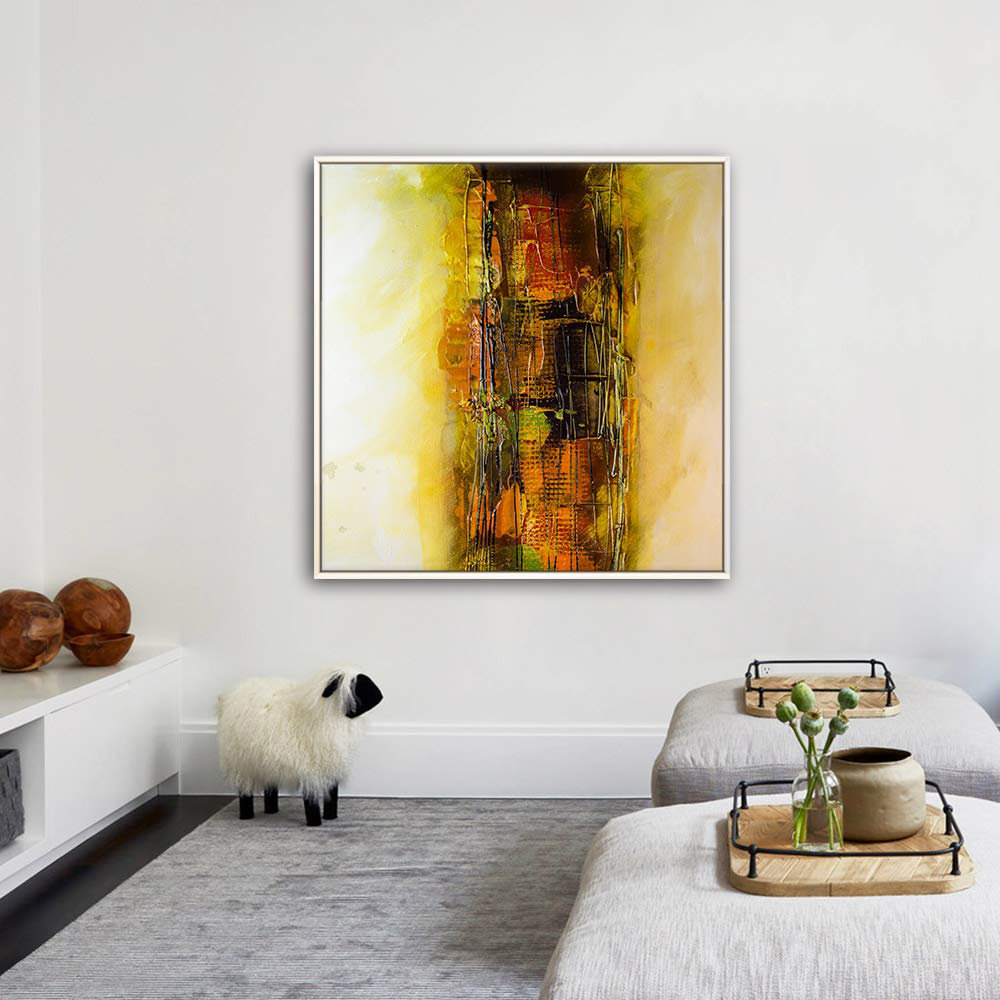 wall26 Yellow Modern Texture Effect Painting Canvas Prints Home ...