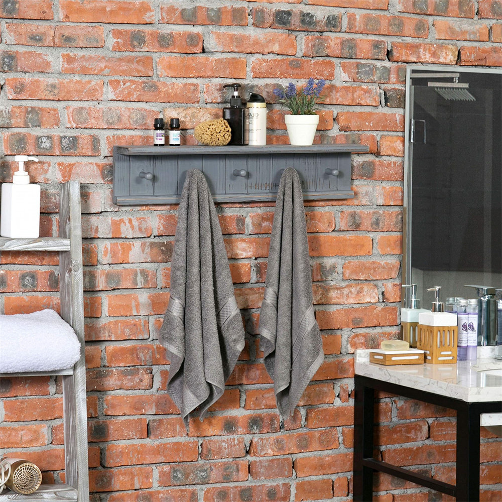 Rosalind Wheeler Belma Wood Floating Shelf with Hooks - Wayfair Canada