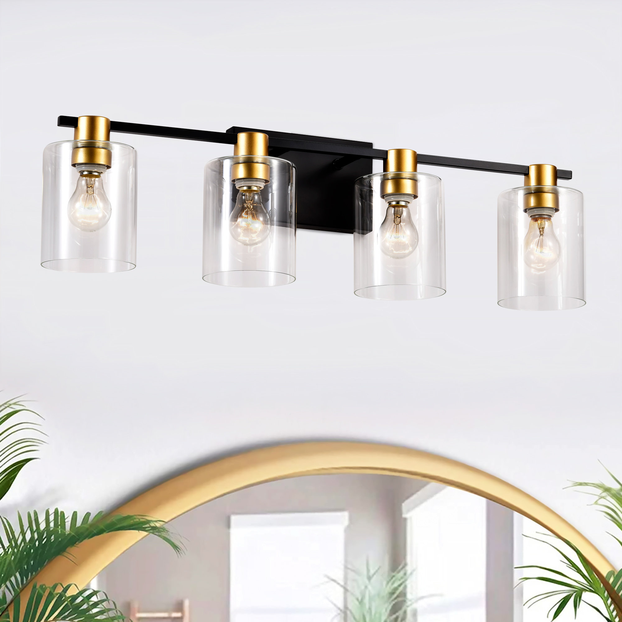 Mercer41 Modern Vanity Light Fixture with Glass Shades - E26 Bulb Base ...