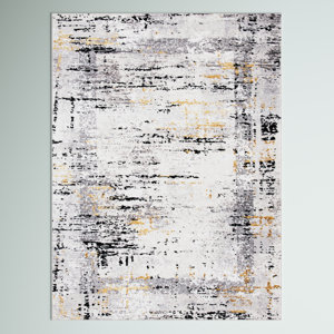 Steelside™ Acosta Gray/Gold/Black Area Rug & Reviews | Wayfair