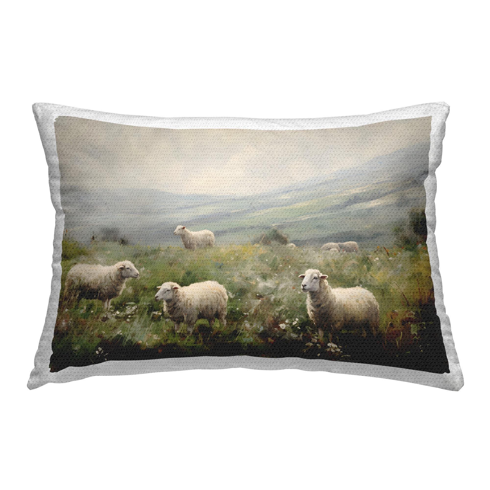 Stupell Industries Misty Sheep Pasture Outdoor Printed Pillow by Petal ...