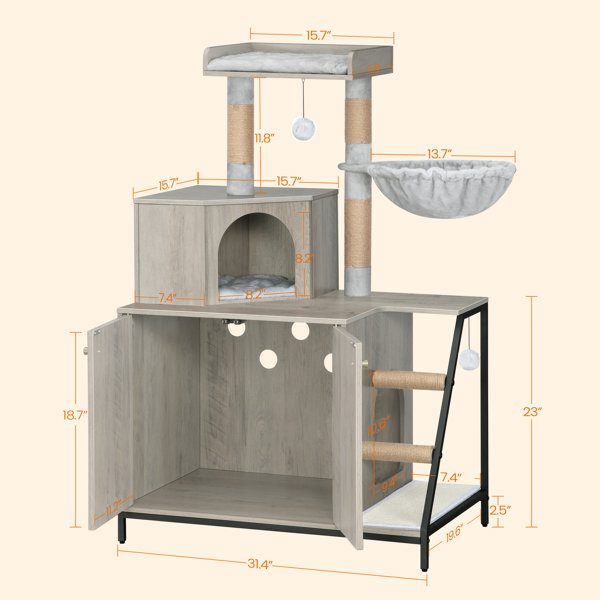 Tucker Murphy Pet™ Cat Litter Box Enclosure with Cat Tree, 4-in-1 ...