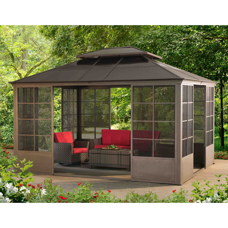 Sunjoy Flora 14 Ft. W x 12 Ft. D Metal Patio Gazebo & Reviews | Wayfair