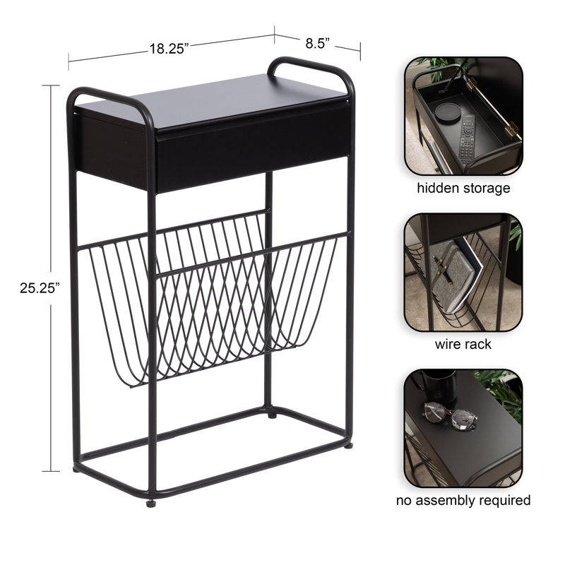 Latitude Run® Narrow Side Table with Storage Wire Rack | Wayfair