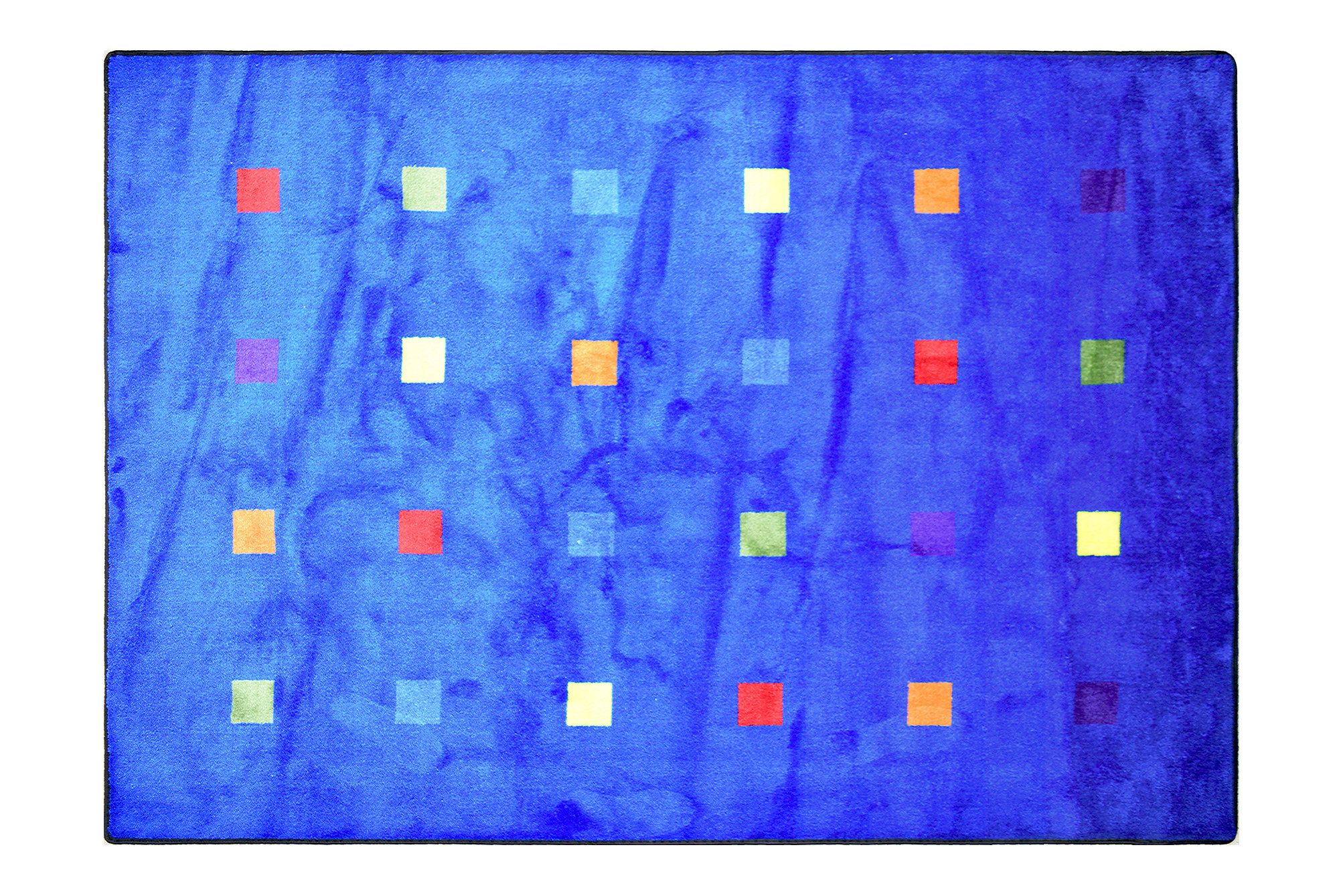 Kid Carpet Seating Squares Multi On Blue 24 6' X 8'6" Rectangle | Wayfair