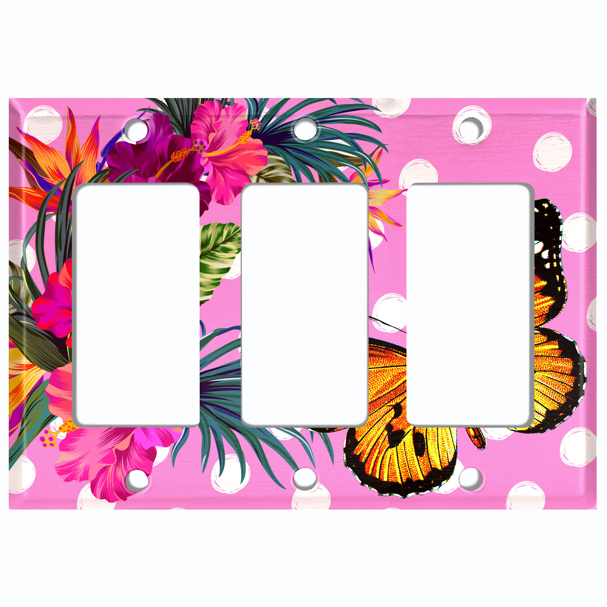 WorldAcc Colorful Flowers Wreath Pink White Polka Dots Rocker Wall ...