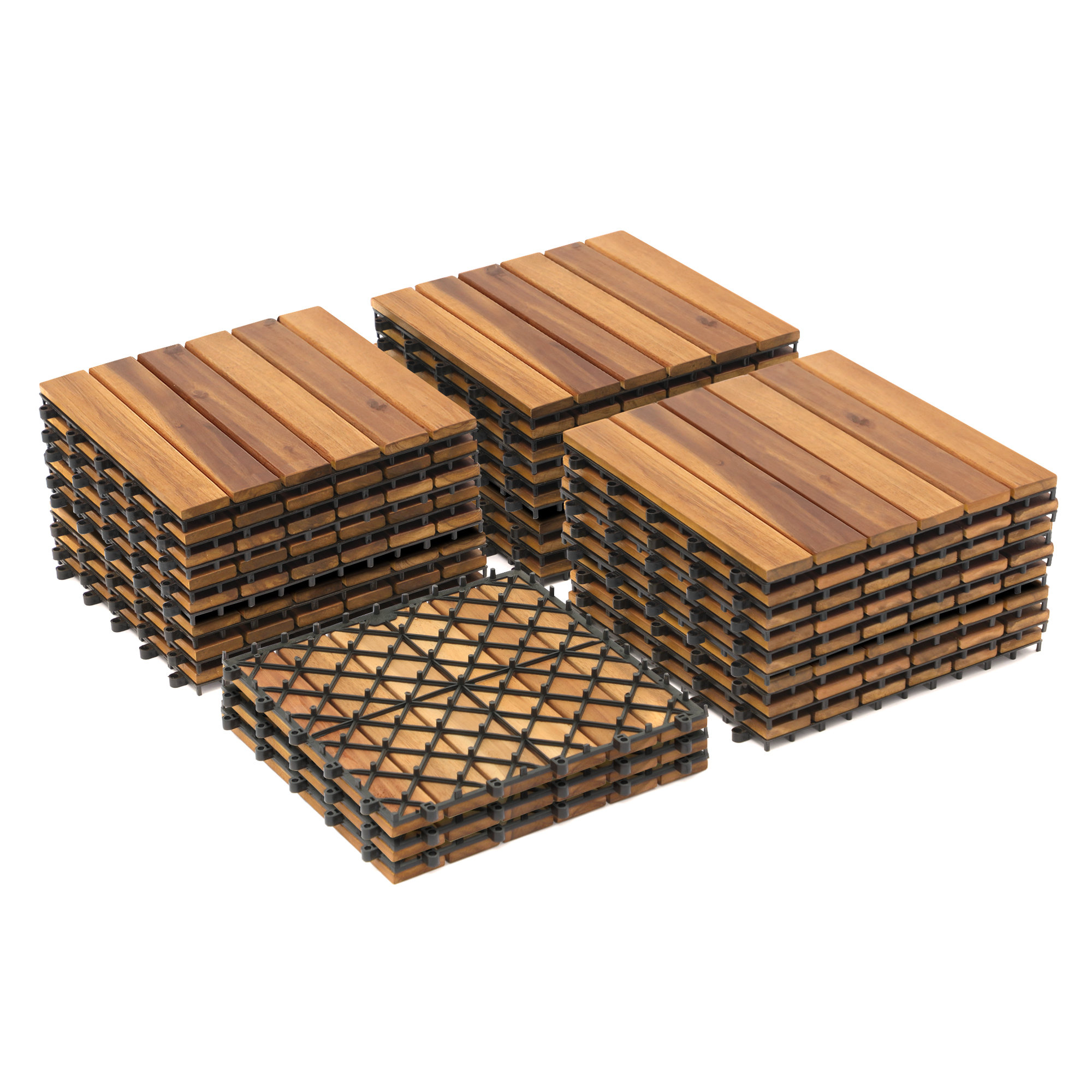 Symple Stuff 12" X 12" Wood Interlocking Deck Tile (set Of 27) | Wayfair
