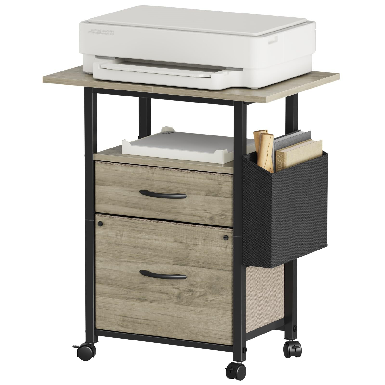 17 Stories 2 Drawer File Cabinet with 24'' Extended Desktop, Mobile ...