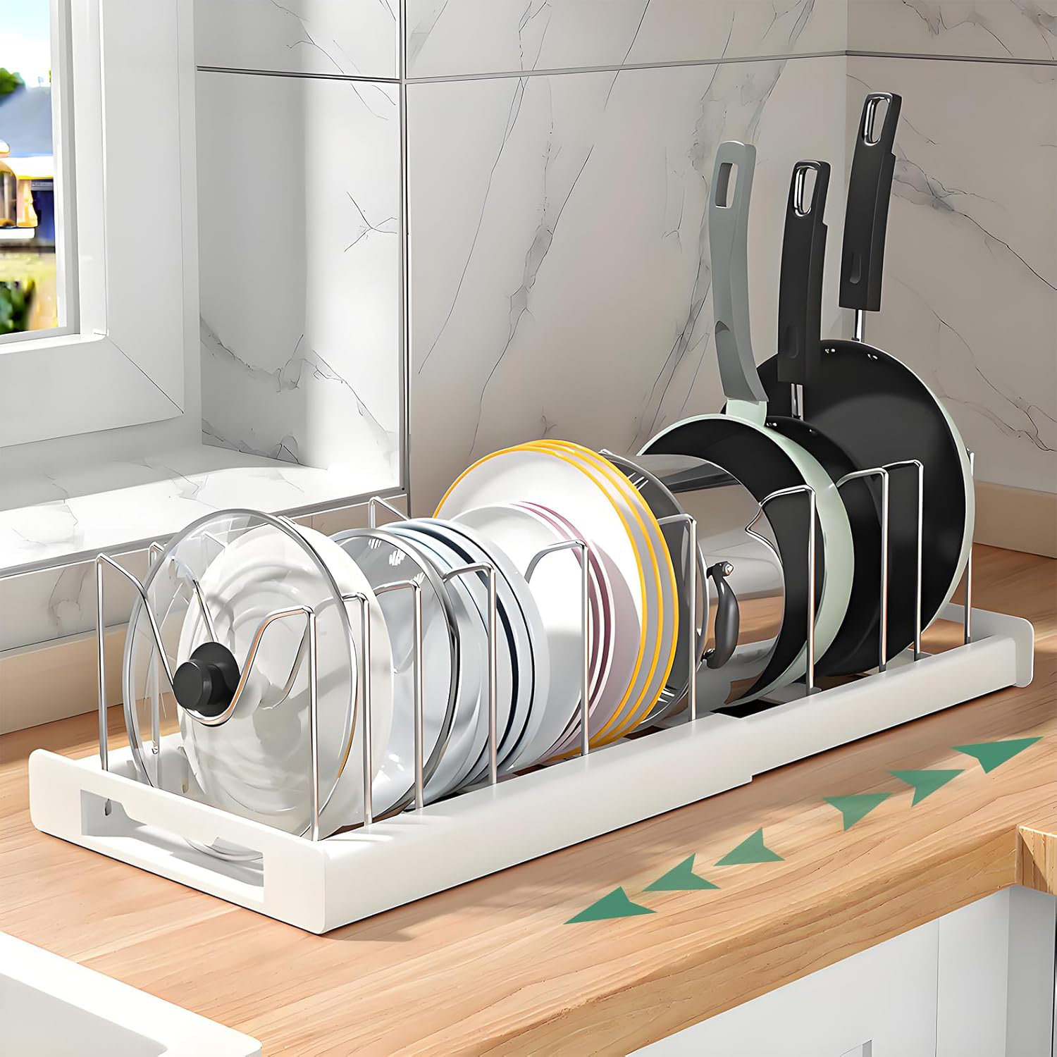 Prep & Savour Expandable Pots And Pans Organizer Under Cabinet | Wayfair