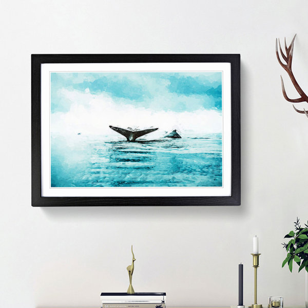 East Urban Home Two Humpback Whales in Abstract - Picture Frame Graphic ...