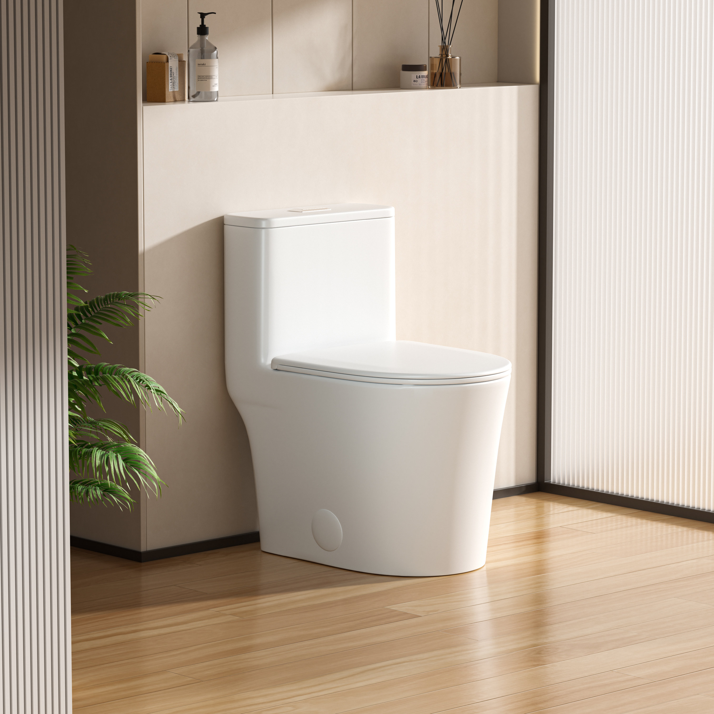 Formo Deco Compact One Piece Toilet for Bathrooms, Round Small Toilet ...