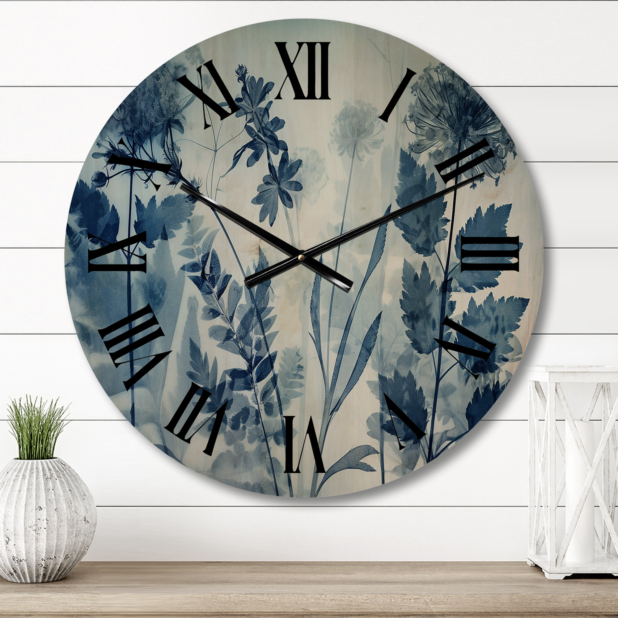 East Urban Home Vintage Botanical Wildflowers in Faded Blue - Abstract ...