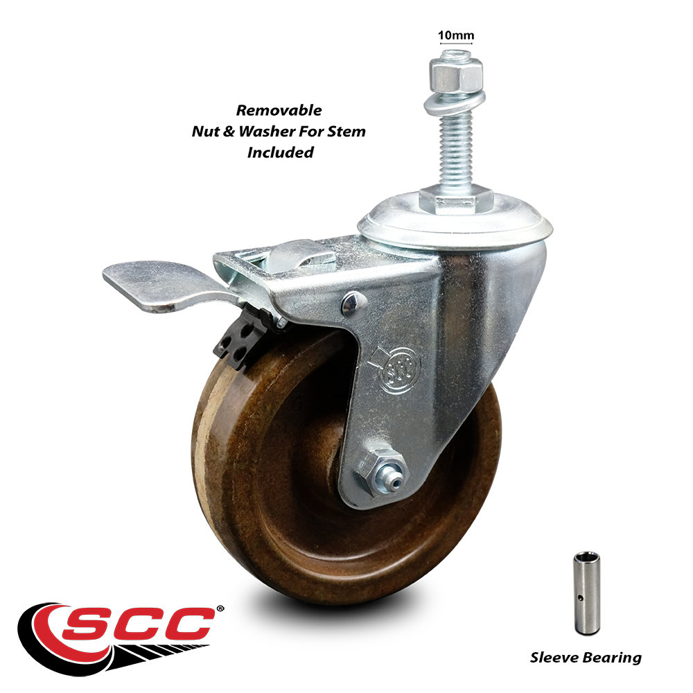 Service Caster 4 Inch SS High Temp Phenolic 10mm Threaded Stem Caster ...