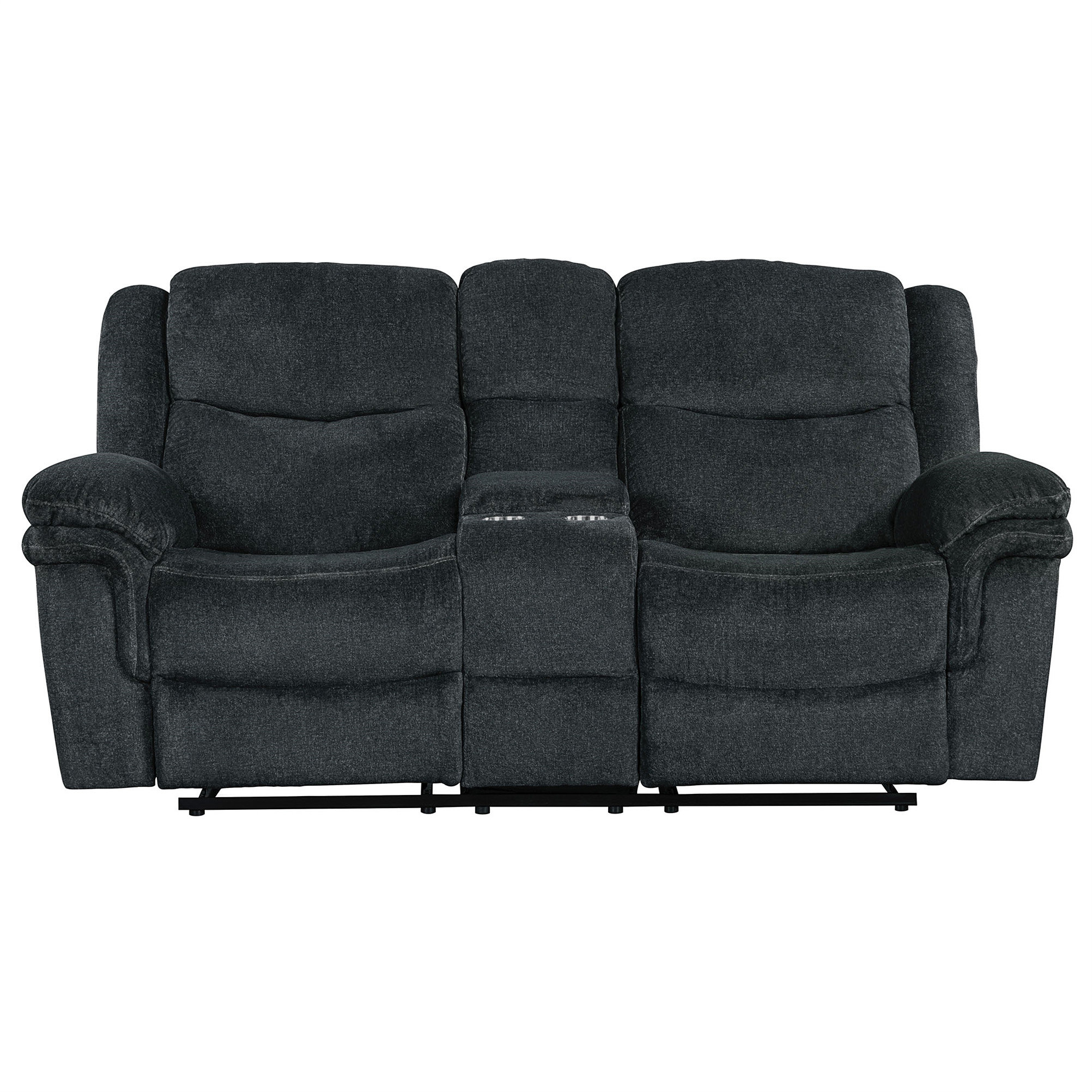 Hokku Designs Home Theater Seating Manual Reclining Sofa With Hide-Away ...