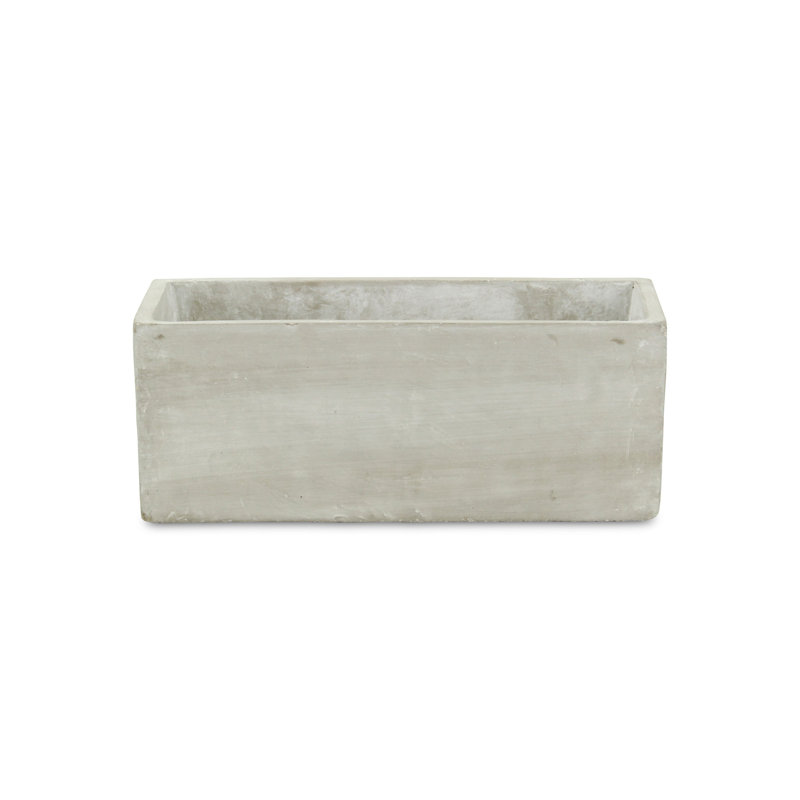 Gracie Oaks 9" Light Gray Rustic Cement Indoor Outdoor Rectangular Pot ...