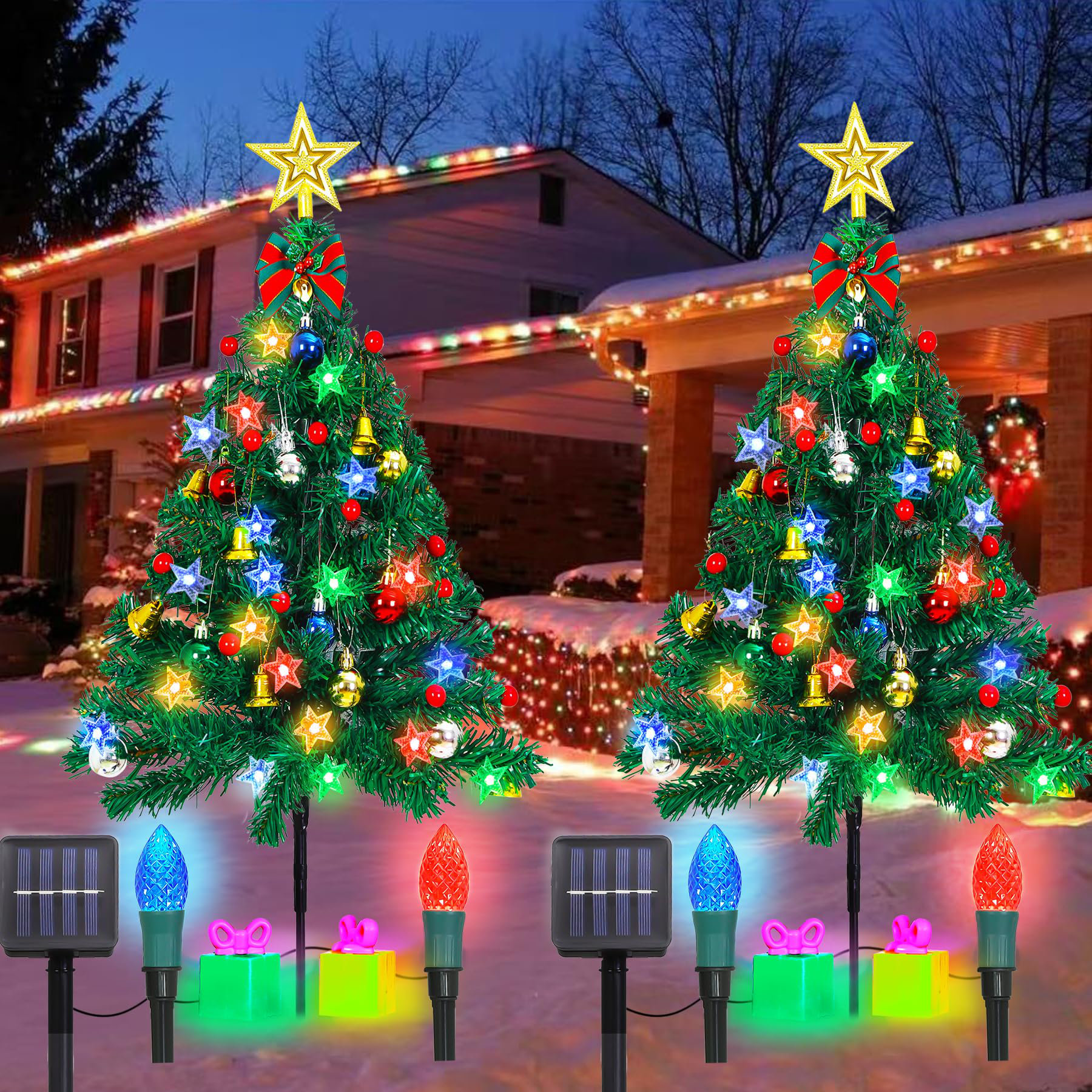The Holiday Aisle® Solar Christmas Tree Lights,30Inch Solar Christmas ...