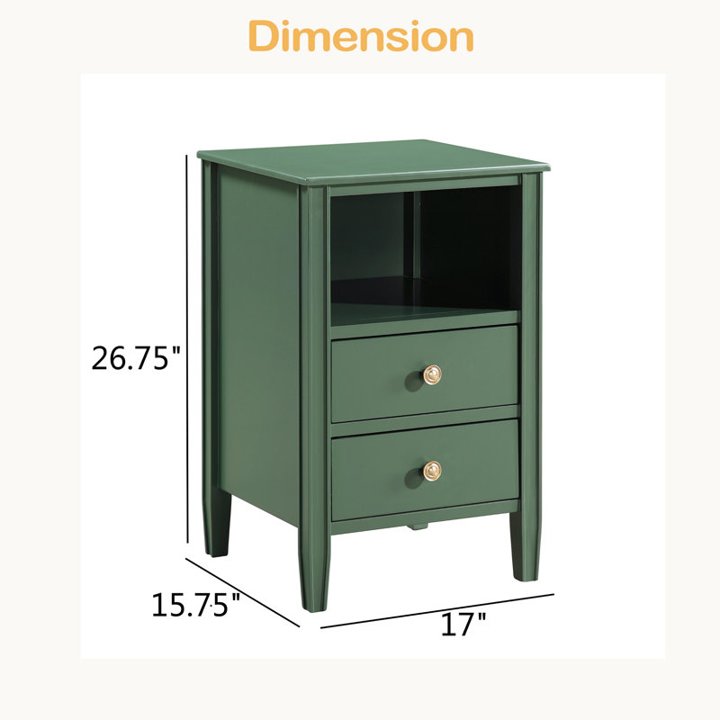 Red Barrel Studio® 2-Drawer Storage Nightstand | Wayfair